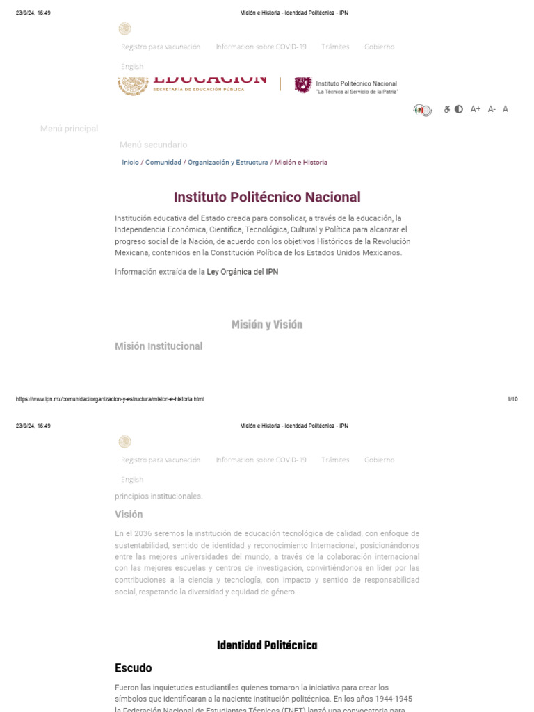 Misión e Historia del IPN en México | PDF | México | Institución