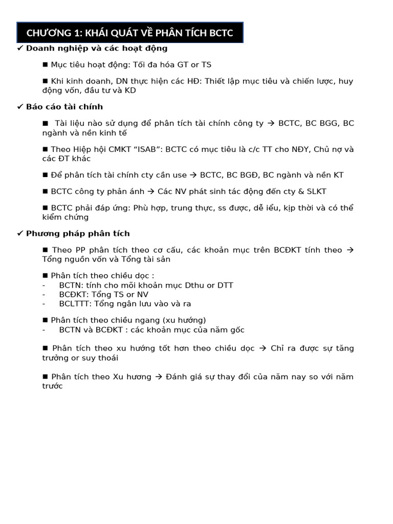Phân Tích BCTC Chương 2 Note | PDF