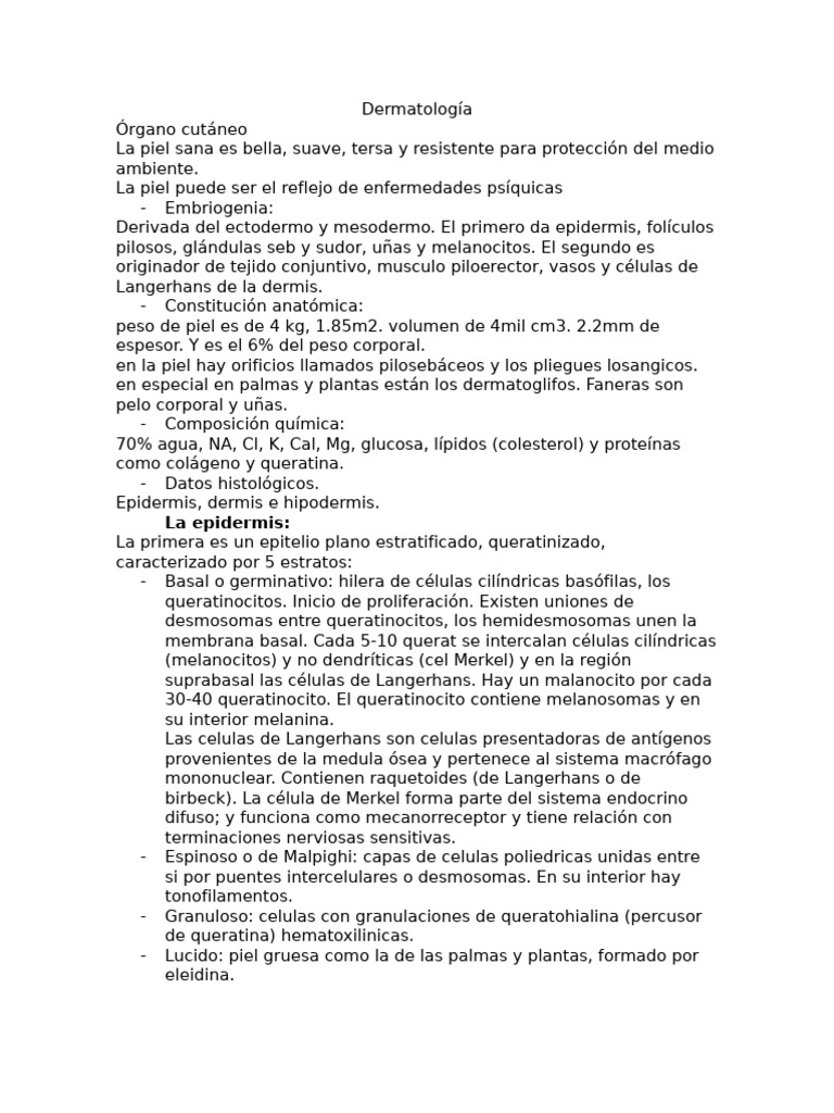 Dermatología | PDF | Piel | Epidermis