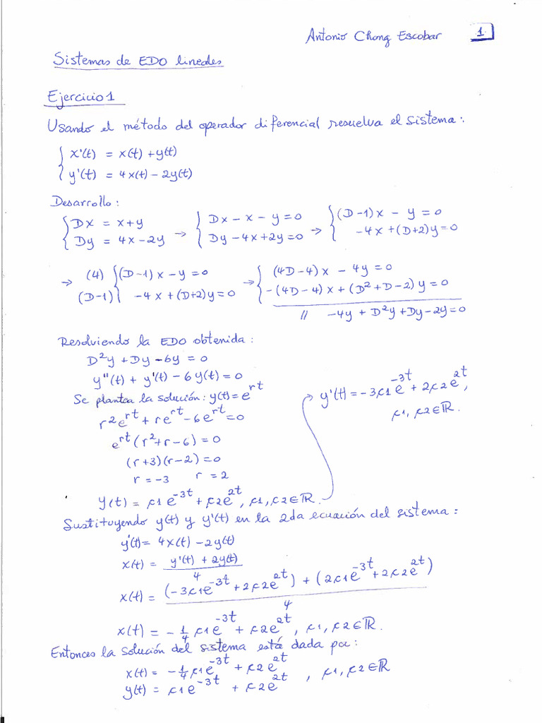 LINEAR ODE SYSTEMS_(Solved exercises) (2) | PDF
