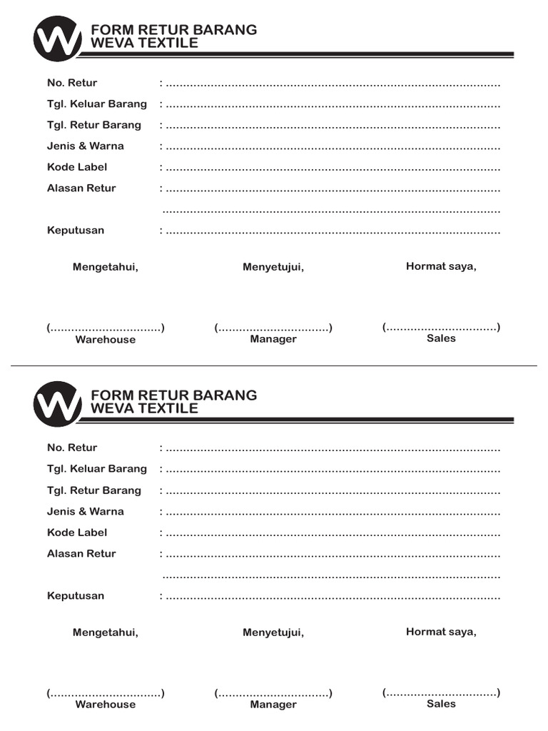 Form Retur | PDF