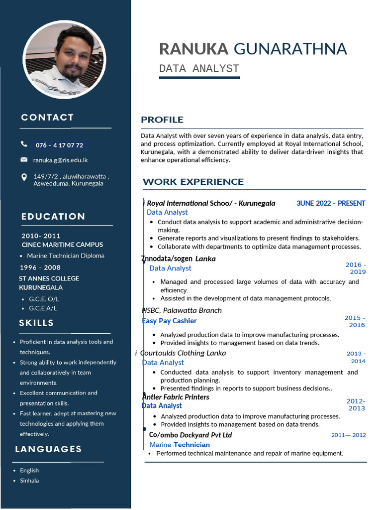 Ranuka CV | PDF | Data Analysis | Data