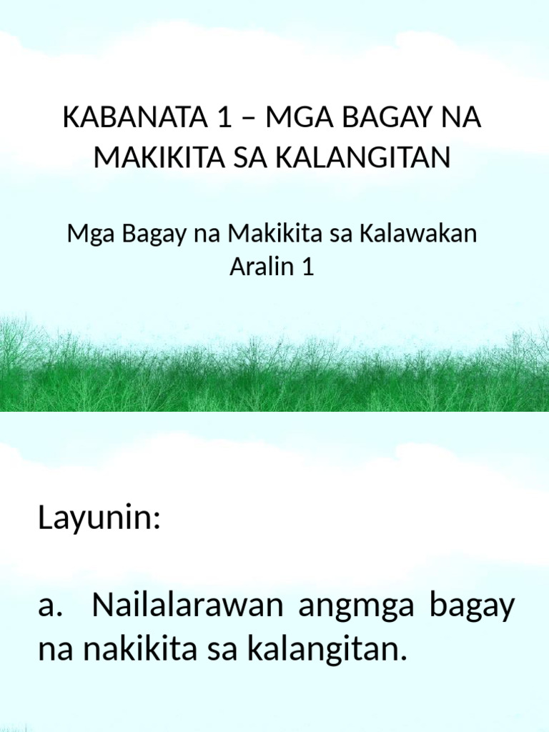 FILIPINO 3 PPT Q4 - Aralin 1 - Mga Bagay Na Makikita Sa Kalawakan | PDF