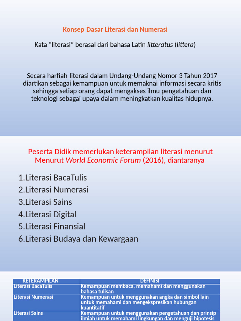 Konsep Dasar Literasi Dan Numerasi | PDF