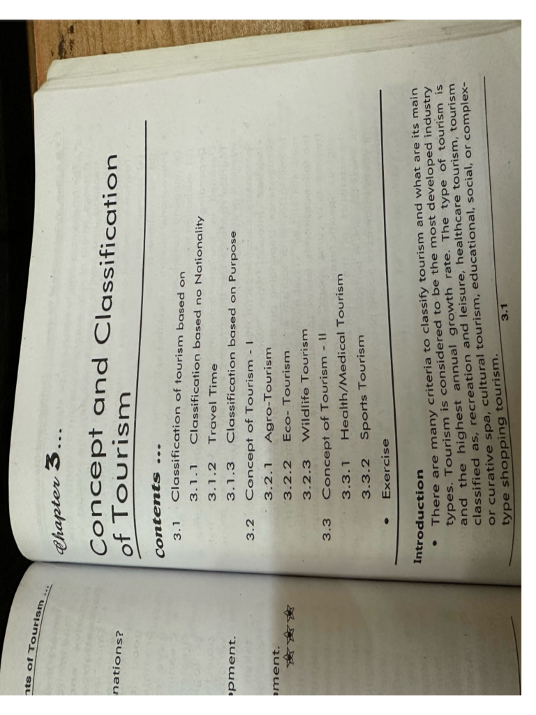 Classification of Tourism Chapter 3 Notes | PDF