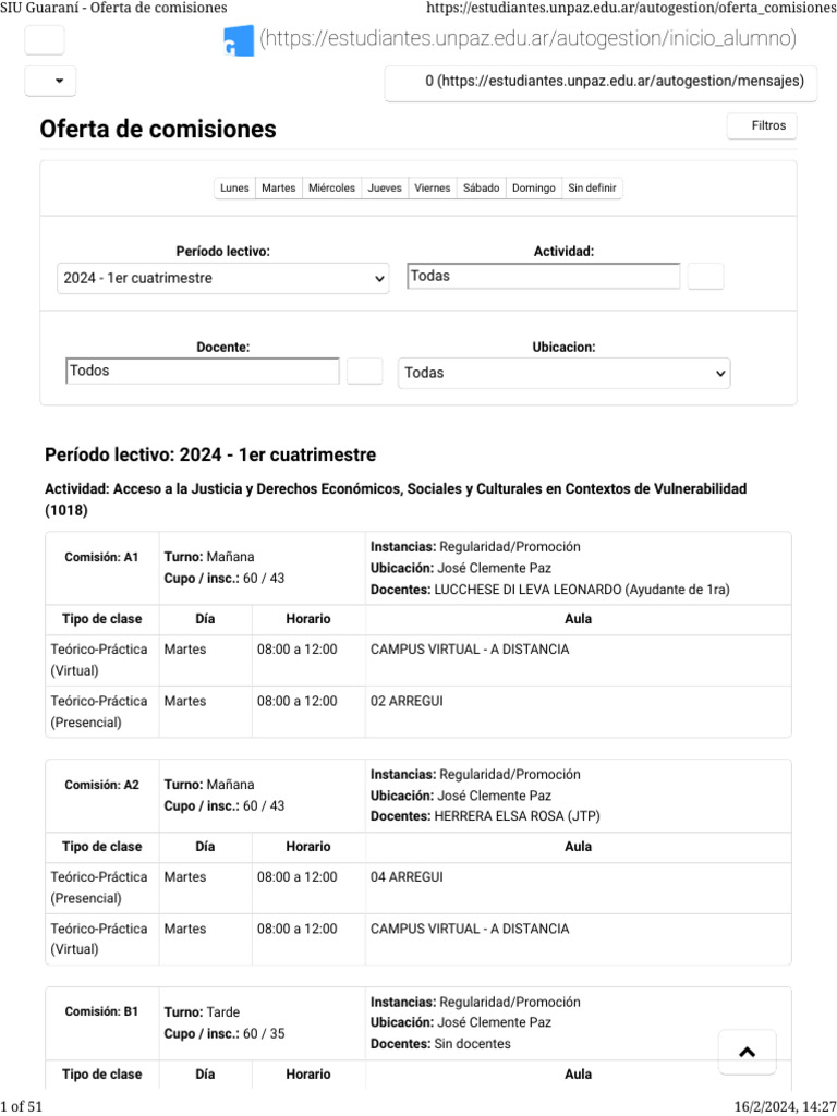 SIU Guaraní - Oferta de Comisiones | PDF | Justicia | Crimen y violencia
