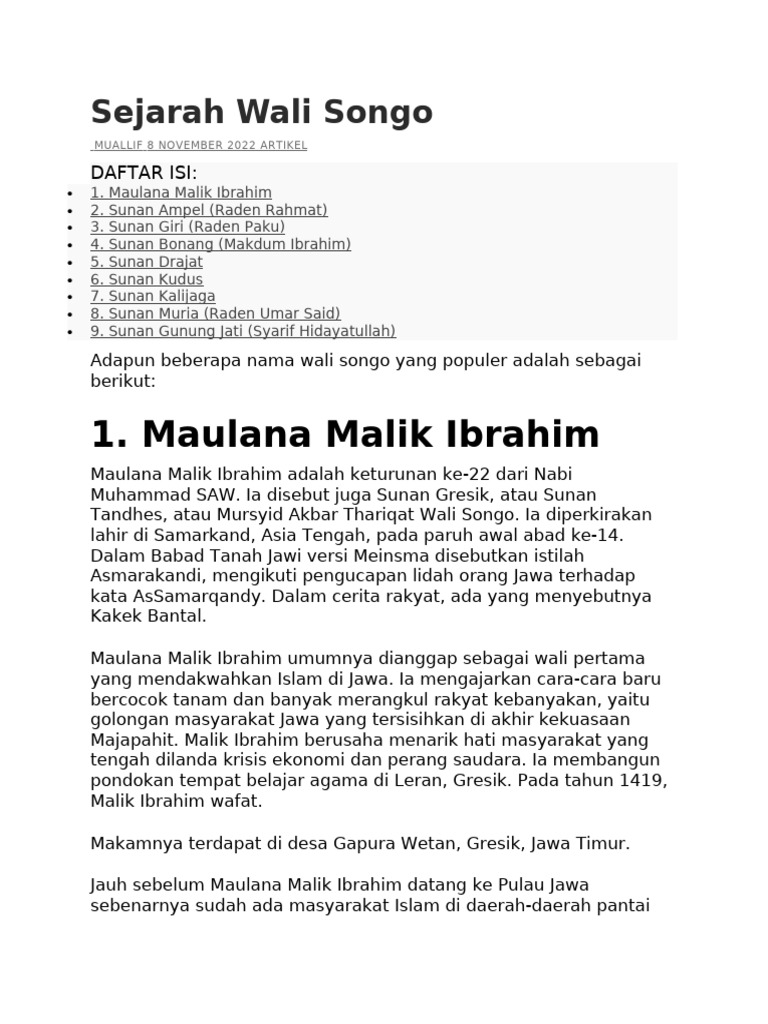Sejarah Wali Songo | PDF