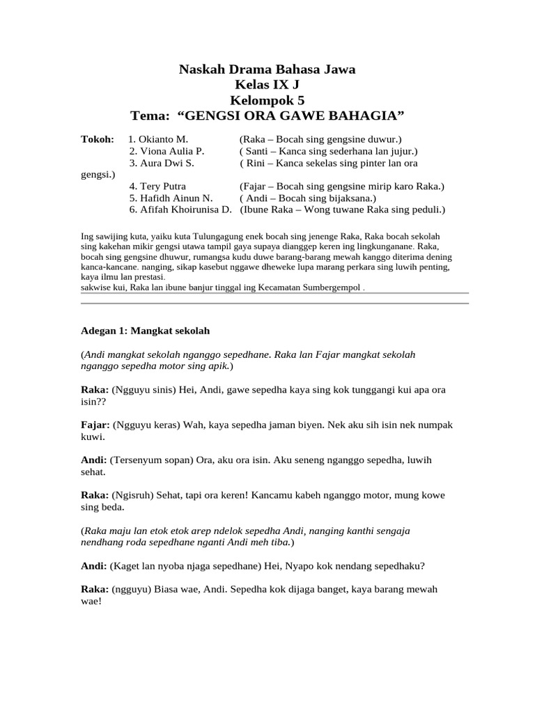 Naskah Drama Bahasa Jawa | PDF