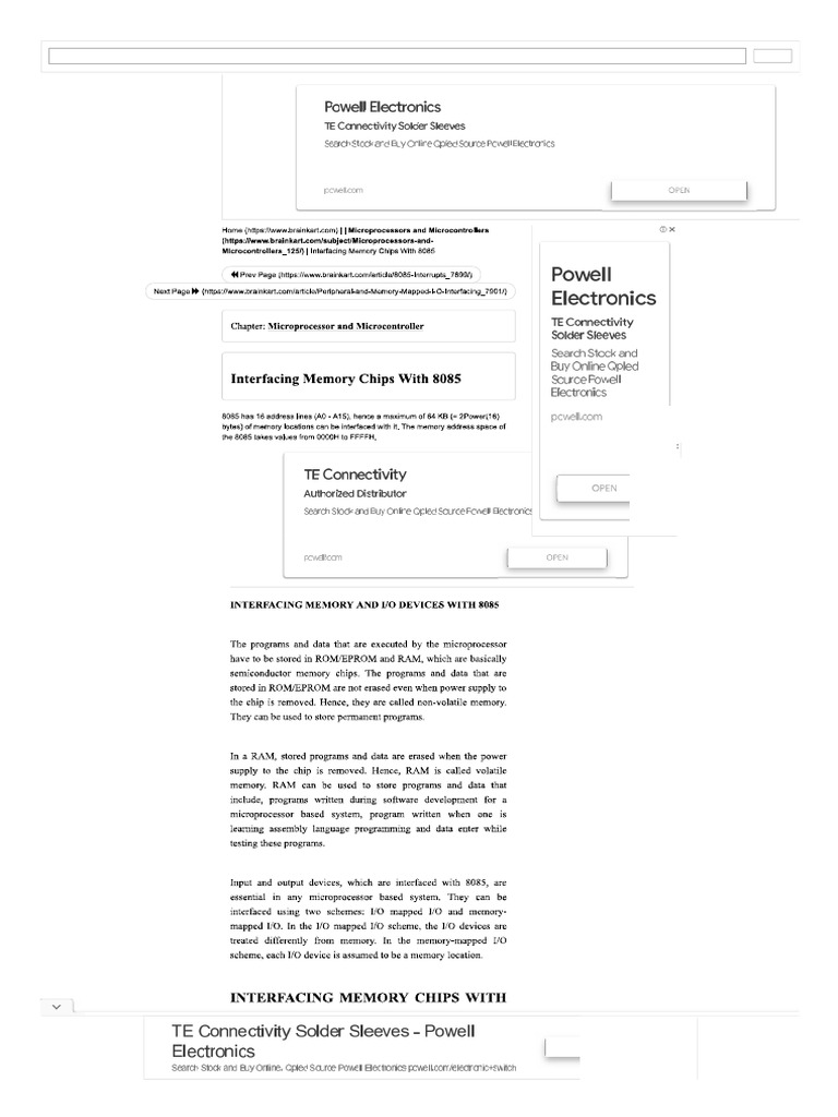 Interfacing Memory Chips With 8085 | PDF