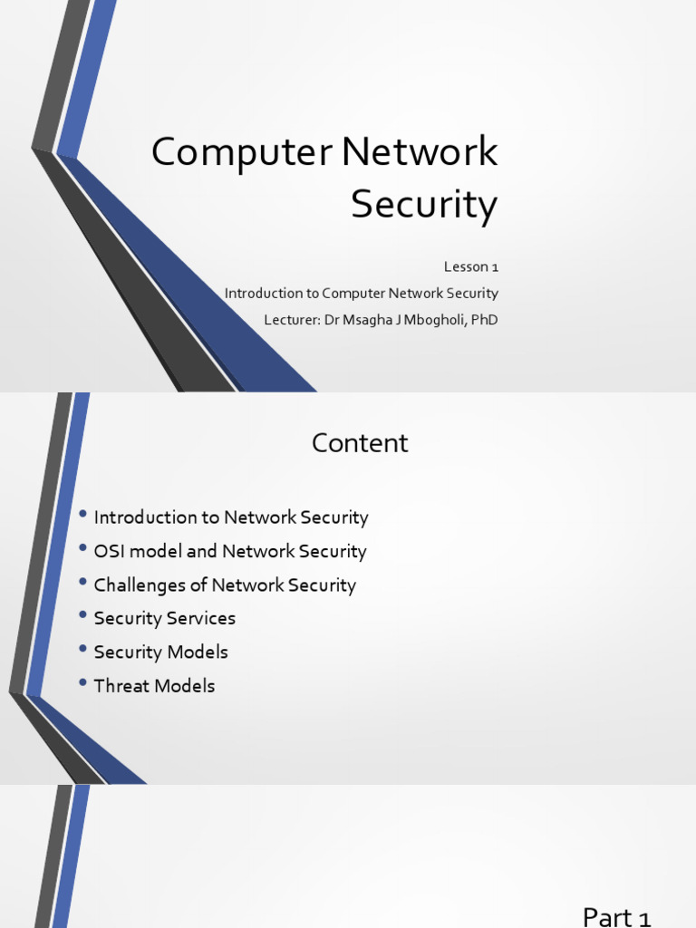 Lesson 1 Introduction To Network Computer Security Pdf Security Computer Security