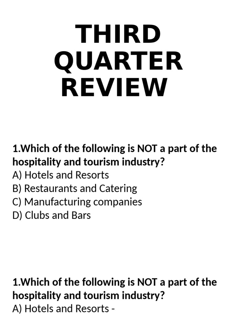 Third Quarter Review | PDF | Tourism | Hotel