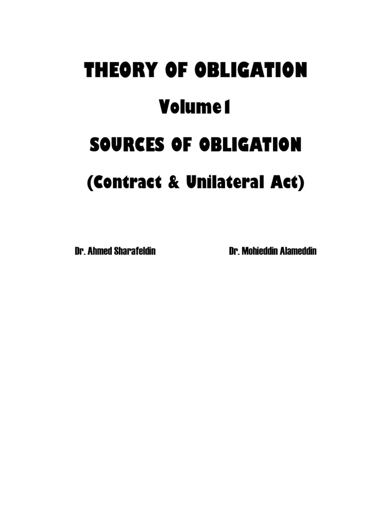 Sources of Obligation, Dr. Ahmed Sharaf Eldin | PDF | Law Of Obligations | Justice
