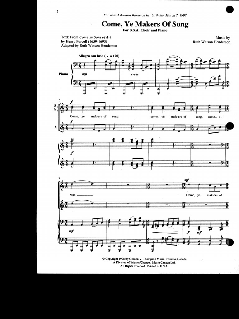 R.henderson - Come, Ye Makers of Song | PDF