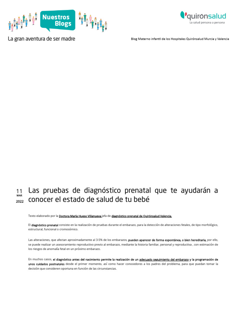 Pruebas Prenatales en Quirónsalud | PDF | El embarazo | Ultrasonido médico