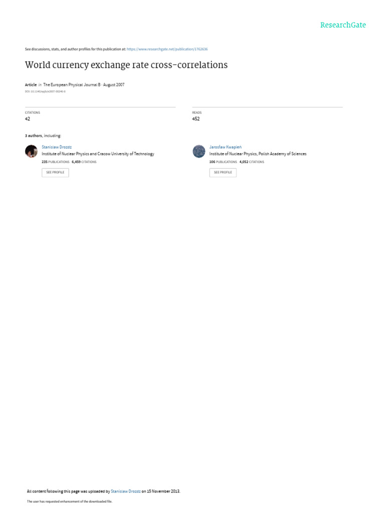 World Currency Exchange Rate Cross-Correlations | PDF | Matrix ...