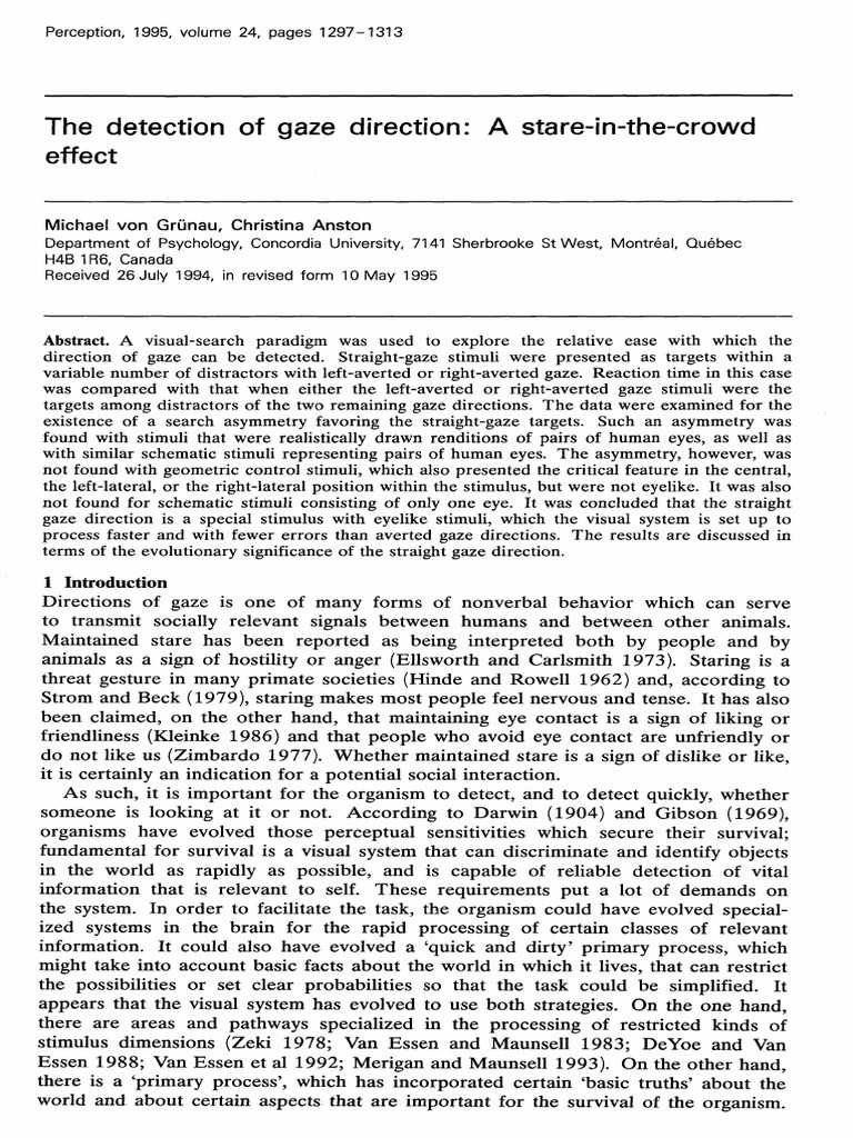 Grunau 1995 | PDF | Mental Chronometry | Perception