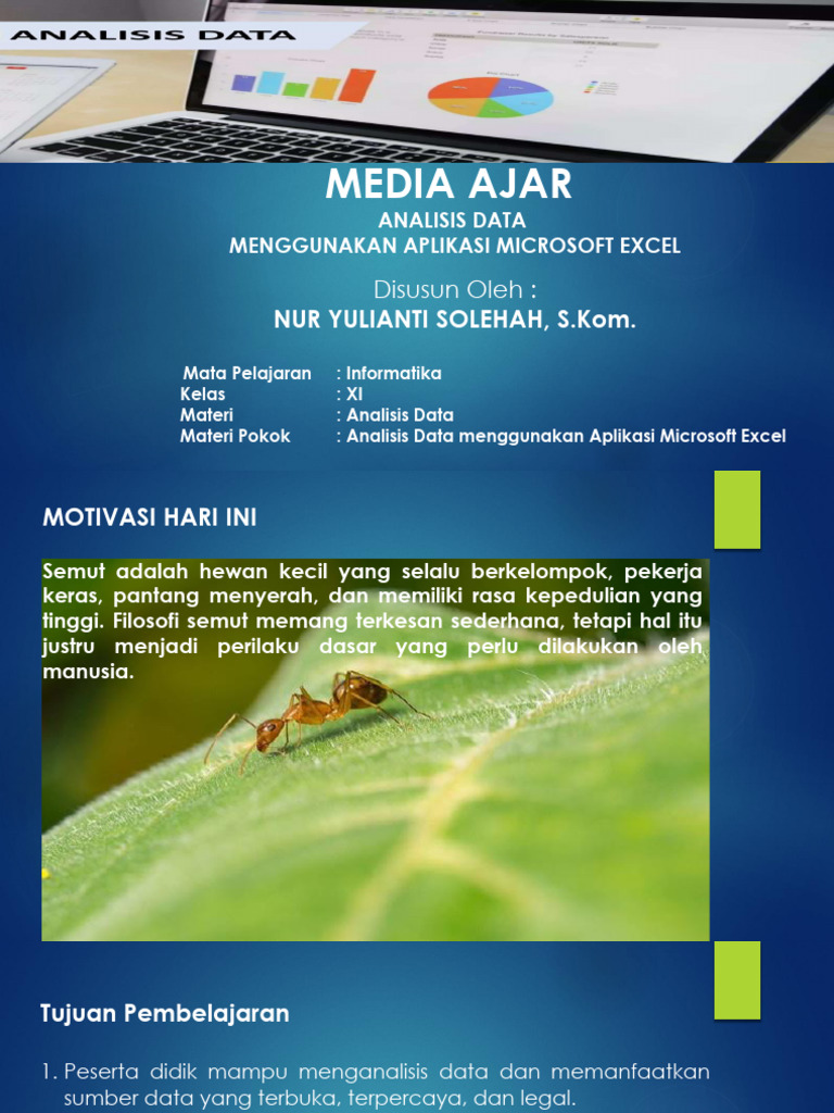 Materi Analisis Data Menggunakan Aplikasi Microsoft Excel | PDF