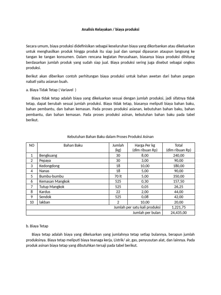 Analisis Kelayakan Usaha | PDF