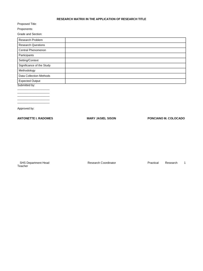 Research Matrix in the Application of Research Title | PDF