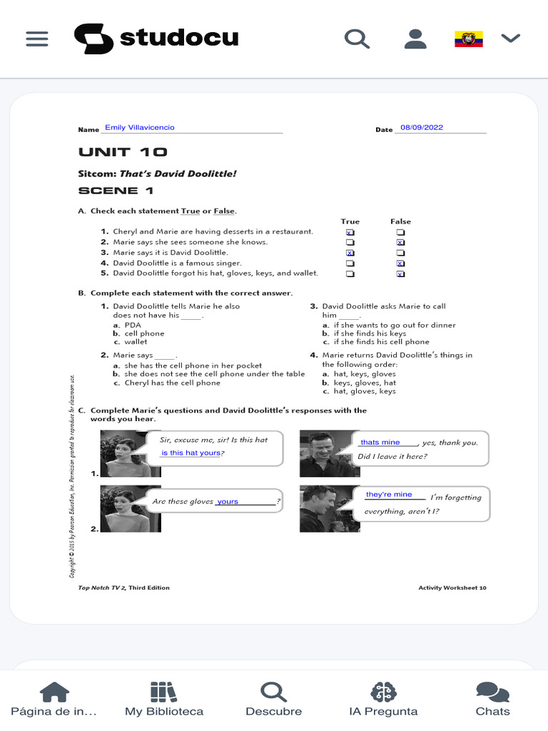 UNIT 10 TV Activity Worksheets - UNIT 10 Sitcom That's David Doolittle ...