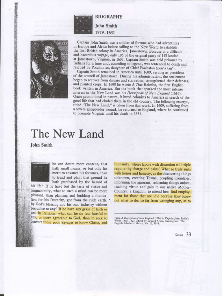 John Smith's Vision of New England | PDF | Jamestown, Virginia