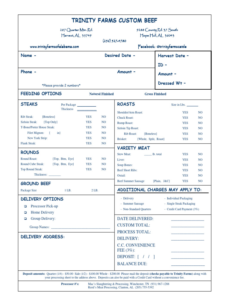 Custom Beef Order Form | PDF | Beef | Steak