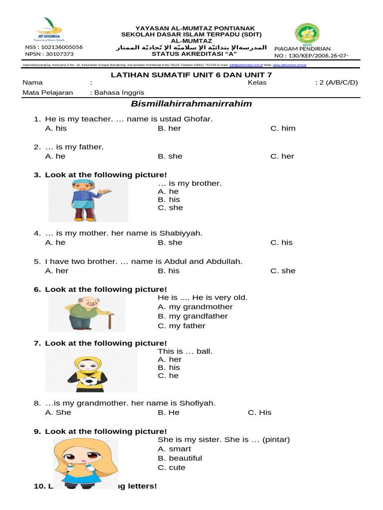 SOAL LATIHAN ULHAR KELAS 2 UNIT 6 dan 7 | PDF