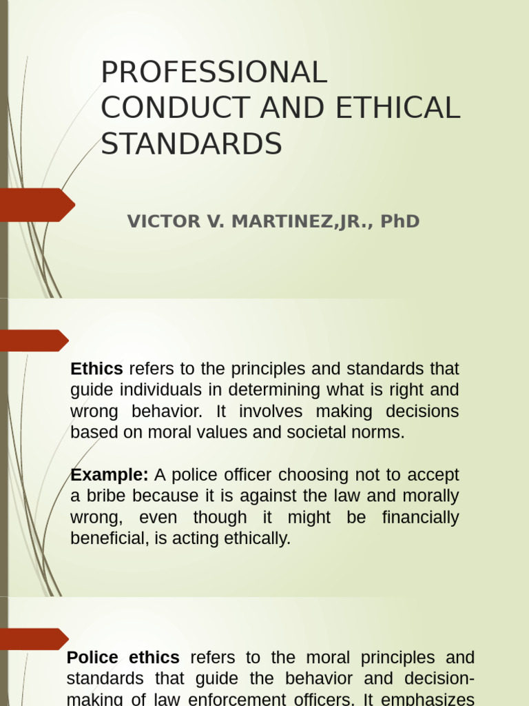 PPP Professional Conduct and Ethical Standards Lecturre and Review ...