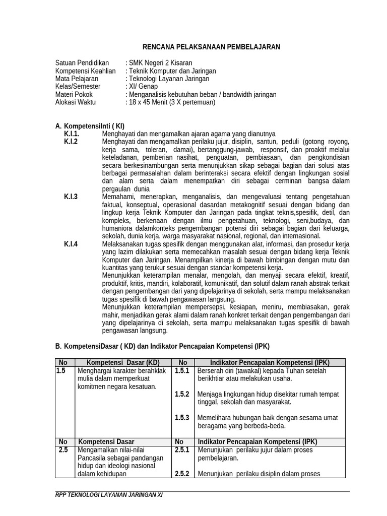 RPP06-TLJ-kebutuhan Beban Bandwidth Jaringan | PDF