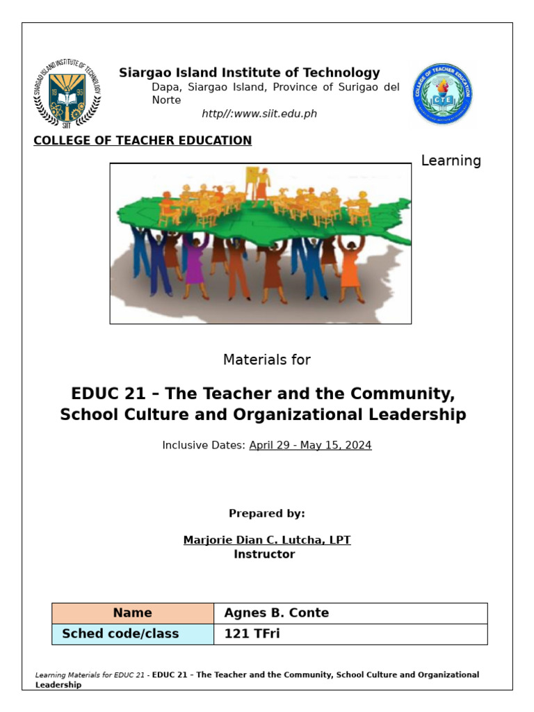 EDUC21 Learning Module AGNESCONTE | PDF | Bureaucracy | Psychology