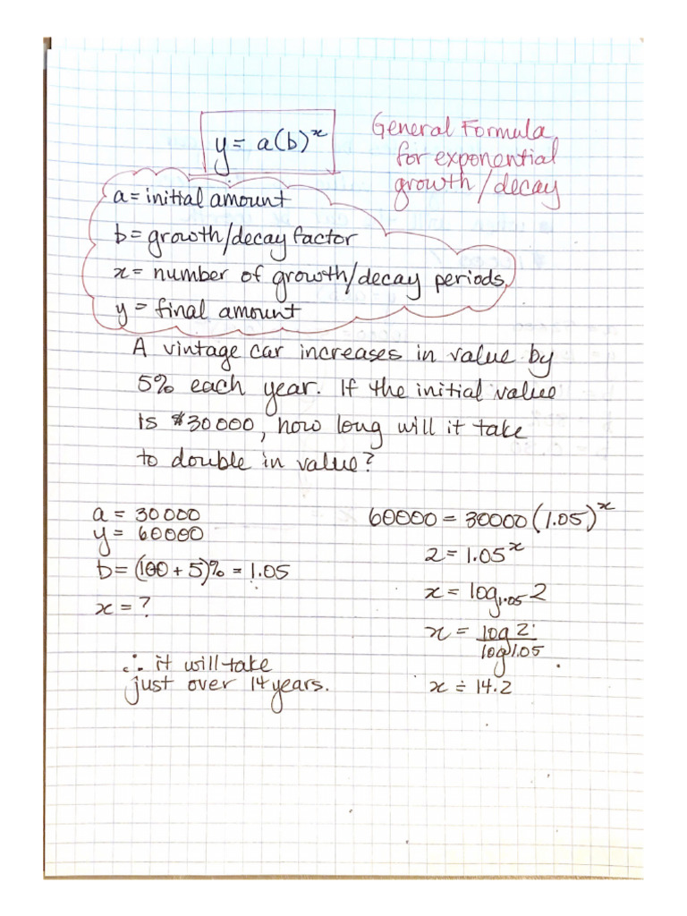 U5 - general formula for exponential growth and decay | PDF