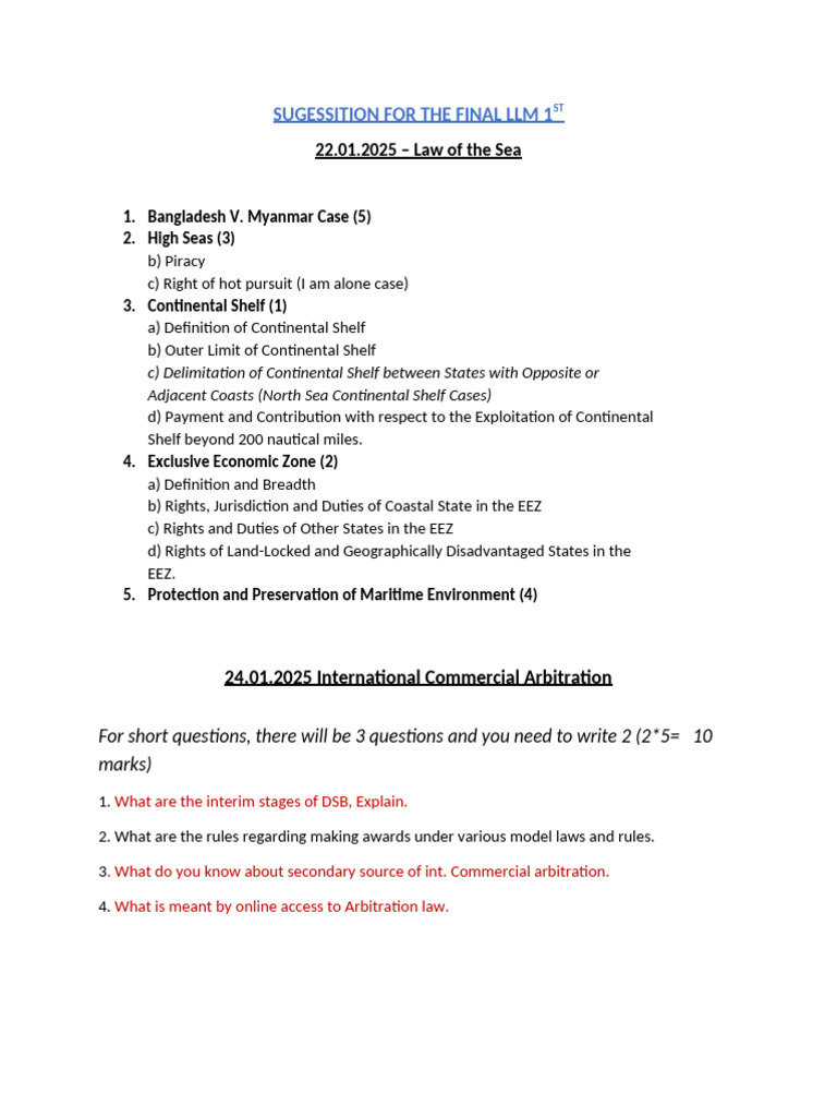 Sugessition For The Final LLM 1ST | PDF | Exclusive Economic Zone ...