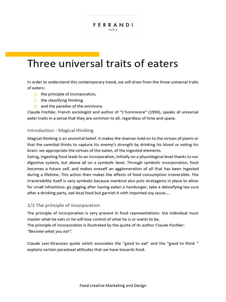 04 Three - Universal - Traits - of - Eaters | PDF | Foods | Meat