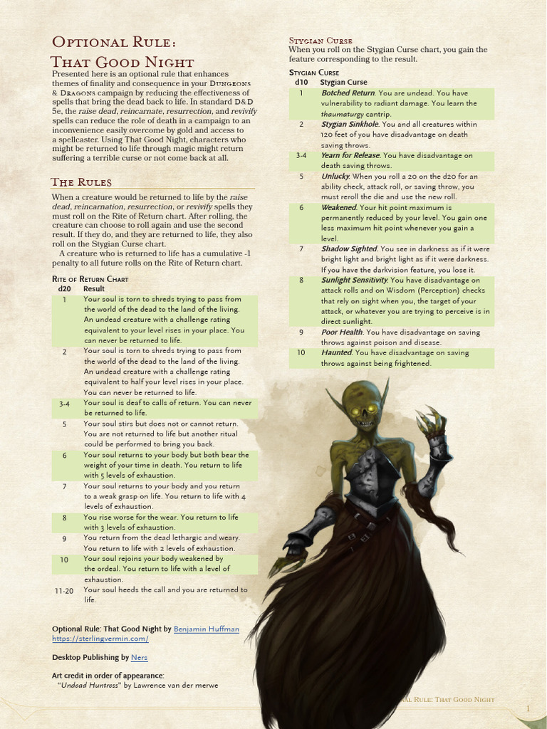 That Good Night, Resurrection & Reincarnation Mishaps | PDF | Tabletop ...