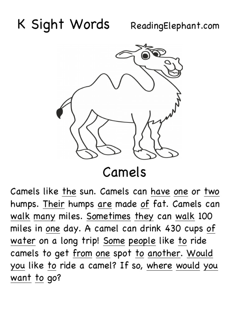 K Sight Word Book Camels | PDF
