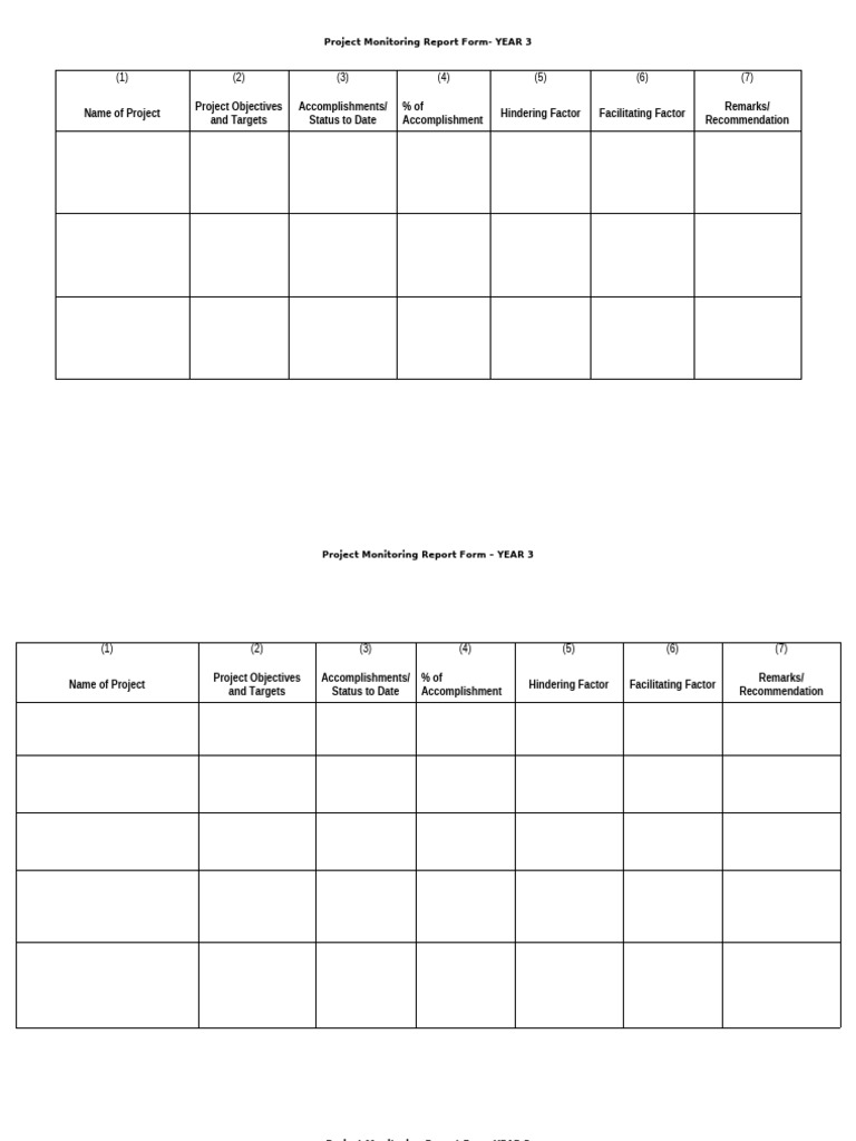 Project Monitoring Report YEAR 3 Blank | PDF