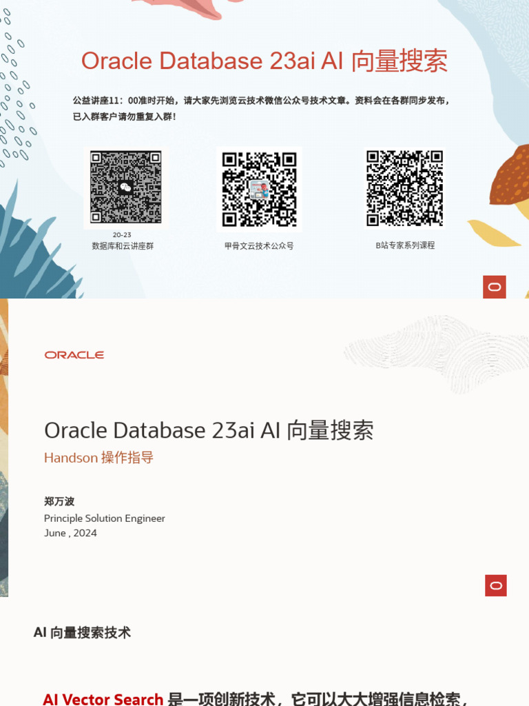 2024 - 07 - 05手把手教您使用Oracle Database 23ai 新特性：AI向量搜索 | PDF