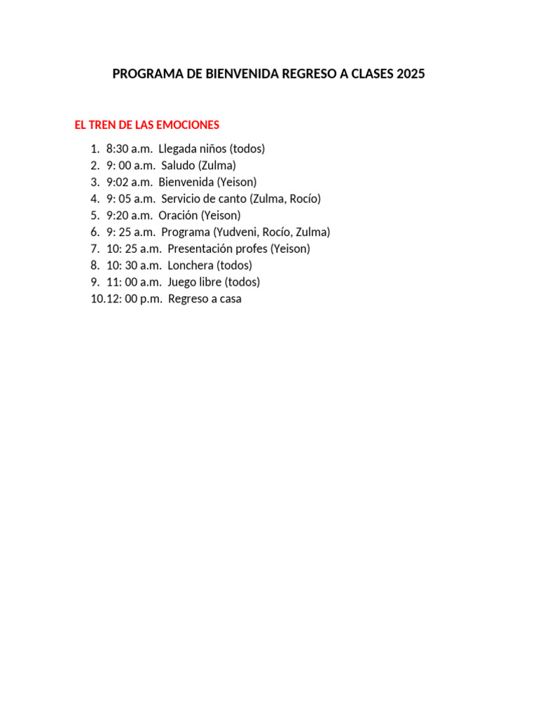 Bienvenida Regreso a Clases 2025 | PDF