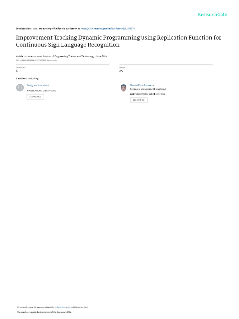 Improvement Tracking Dynamic Programming Using Rep | PDF | Image ...