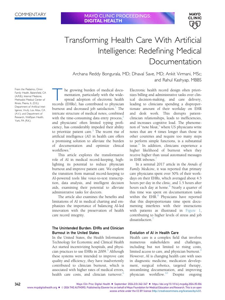 Health Care | PDF | Electronic Health Record | Artificial Intelligence