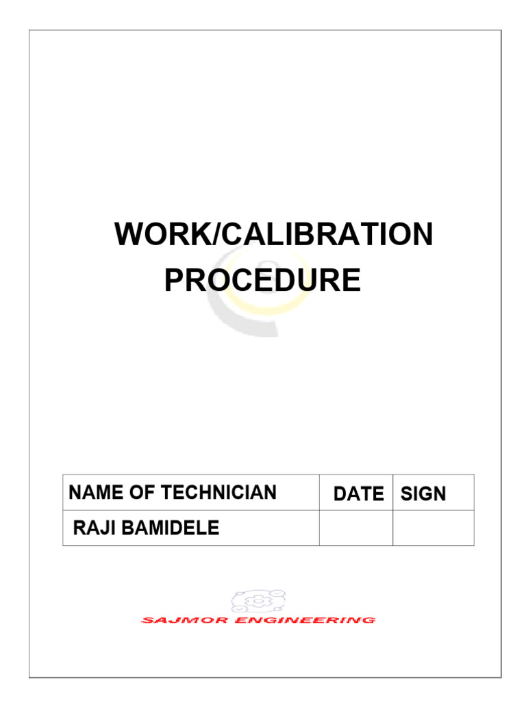 Work Method Statement | PDF | Calibration | Measurement