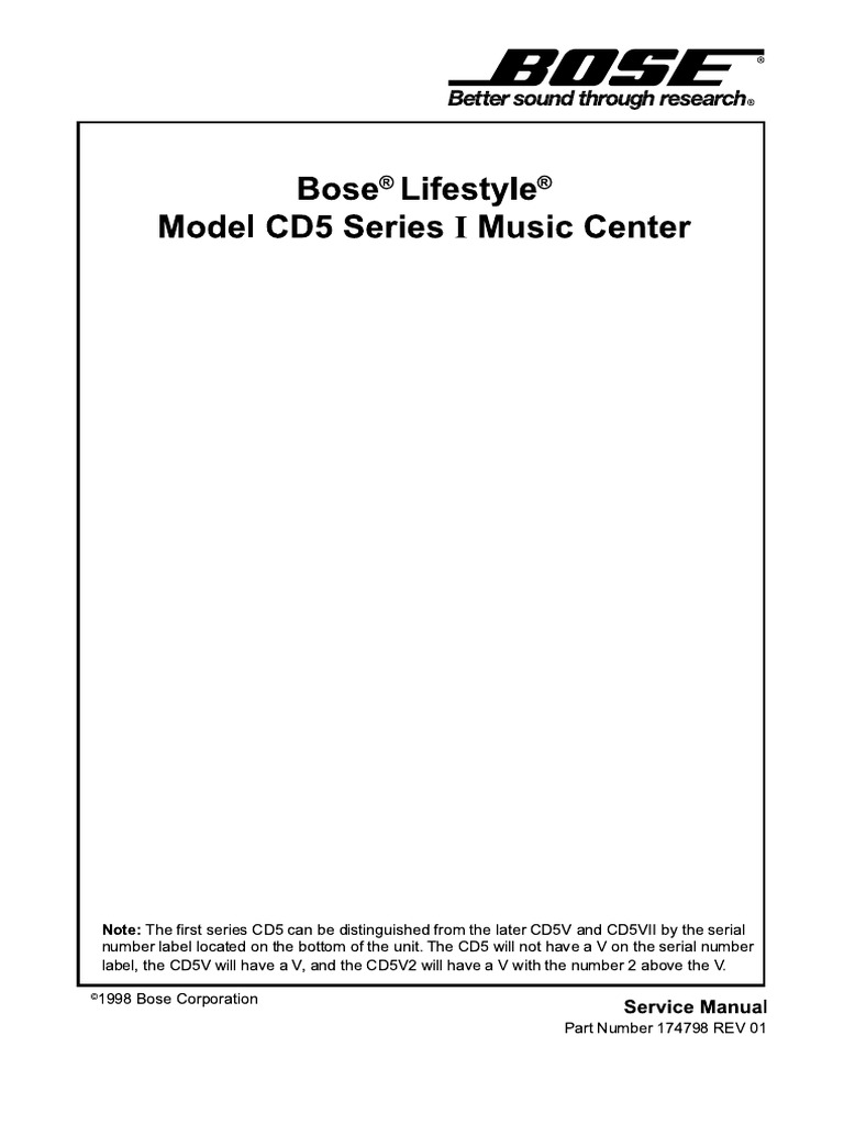 Bose Lifestyle Model CD5 Series I Music Center | PDF