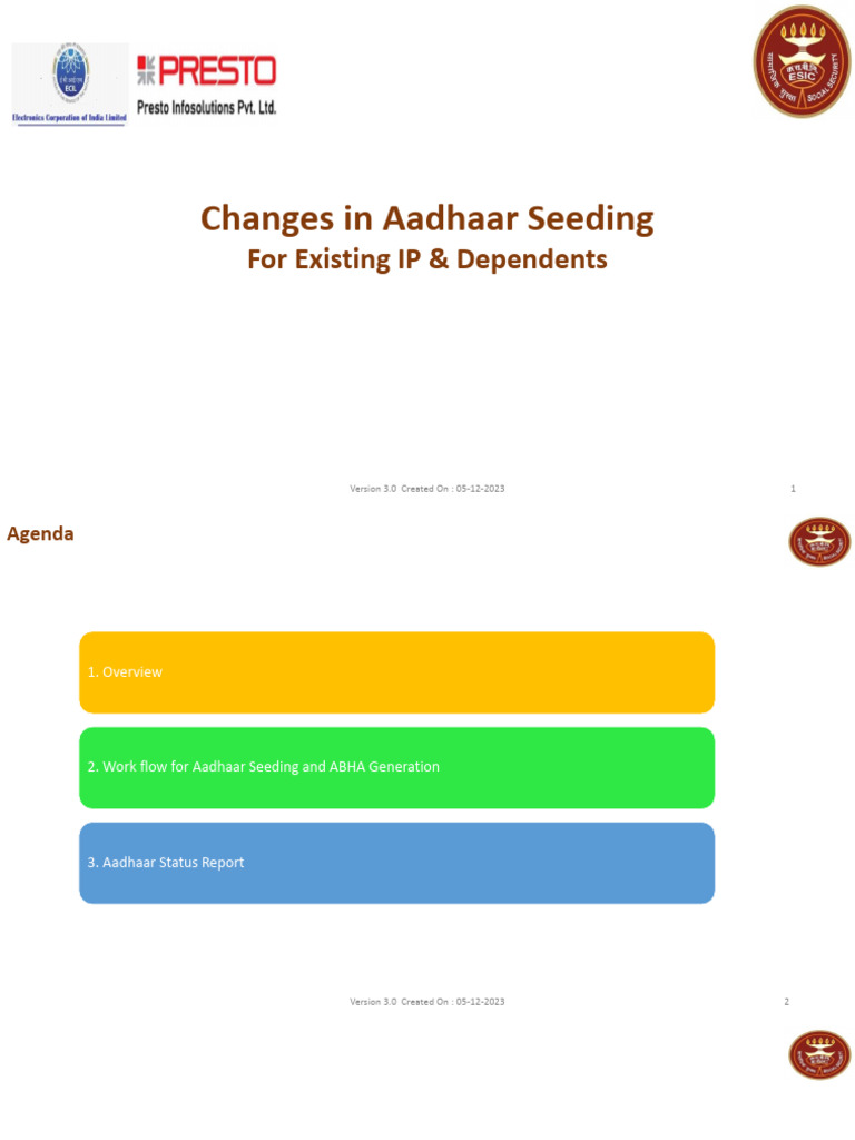 Changes in Aadhaar Seeding: For Existing IP & Dependents | PDF | Computer Access Control ...