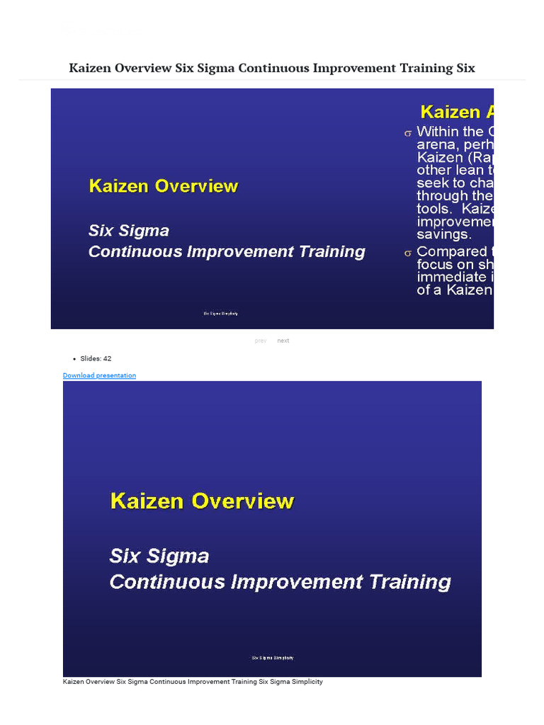 Kaizen and Six Sigma Training Guide | PDF | Six Sigma | Quality Management