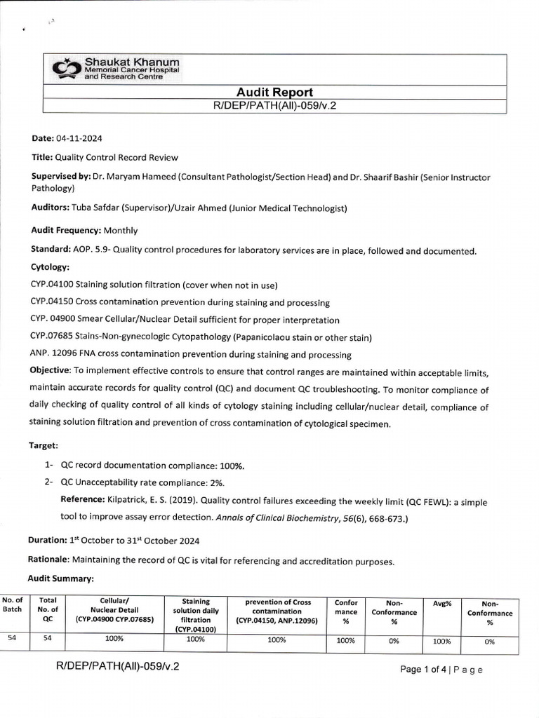 Quality Control Record Review - Oct, 24 | PDF