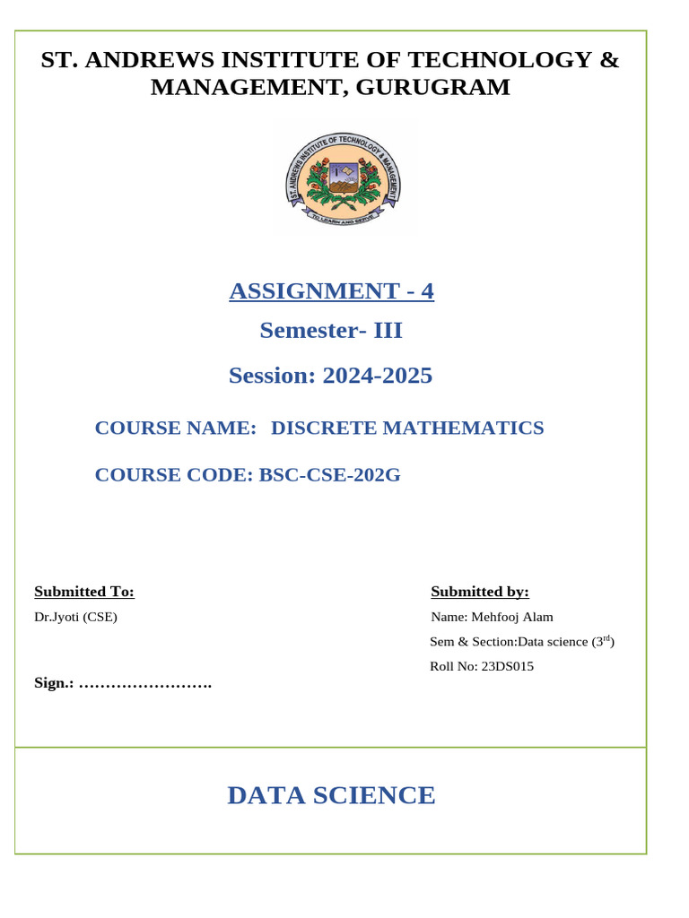Discrete Mathematics Assignment 2024 | PDF