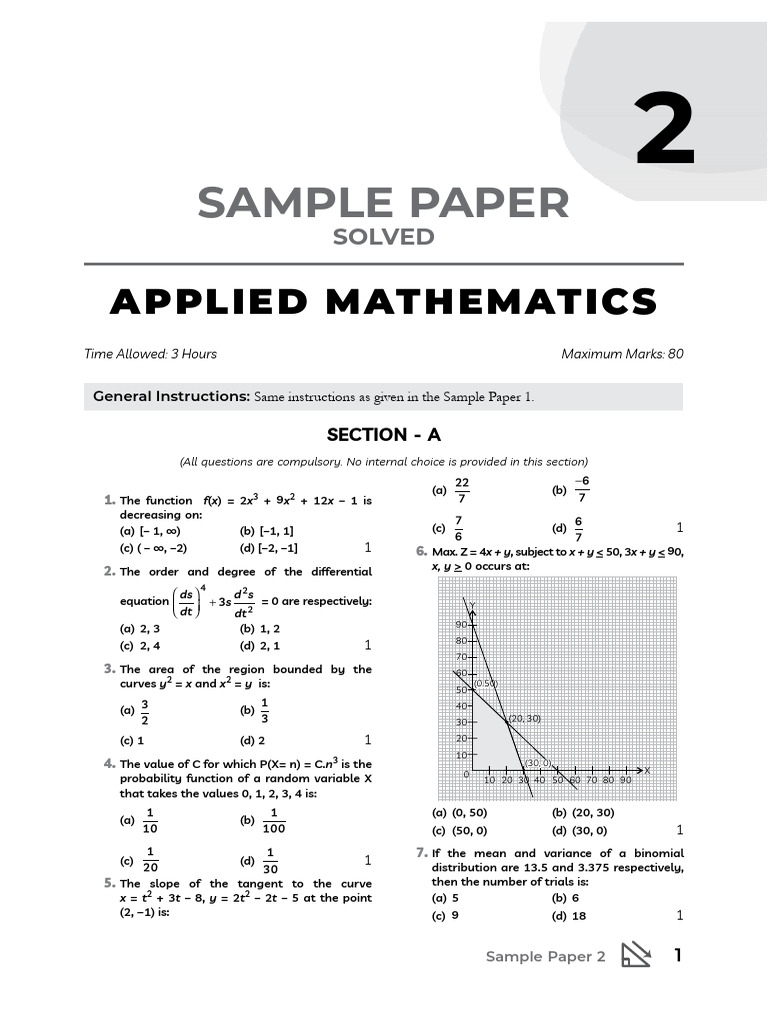 Solved Sample Paper for Applied Mathematics | PDF | Bonds (Finance ...