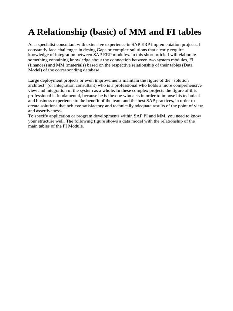 A Relationship Between MM and FI Tables | PDF