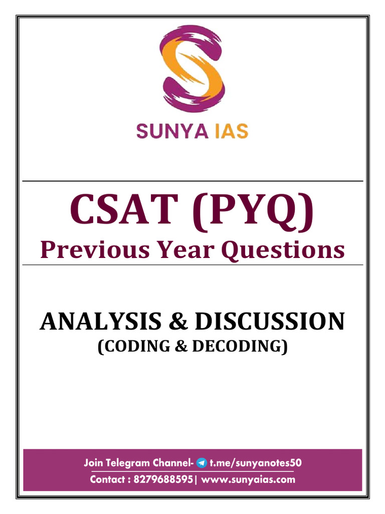 CSAT Coding-Decoding PYQs | PDF | Numbers | Arithmetic