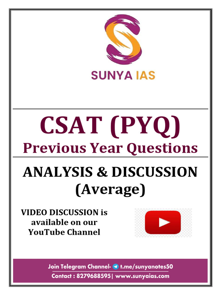 CSAT PYQ Average Questions Analysis | PDF